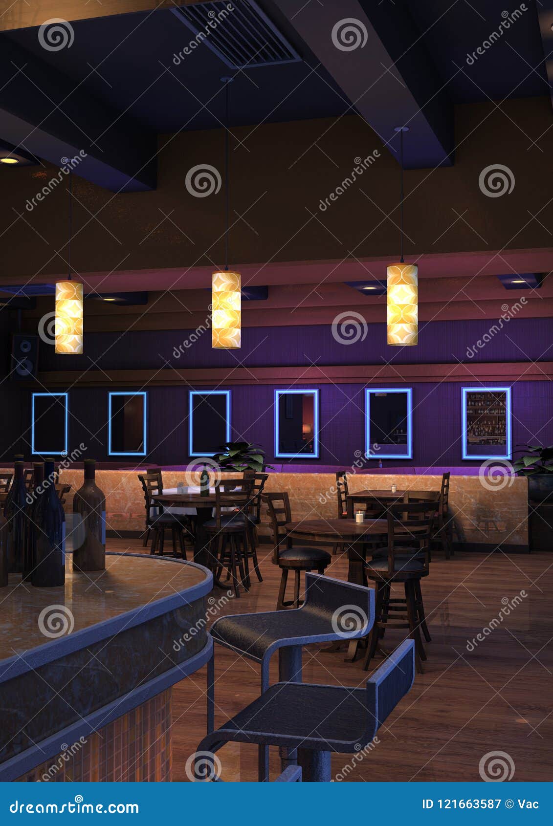 3D Rendering Lounge Bar stock illustration. Illustration of luxury ...