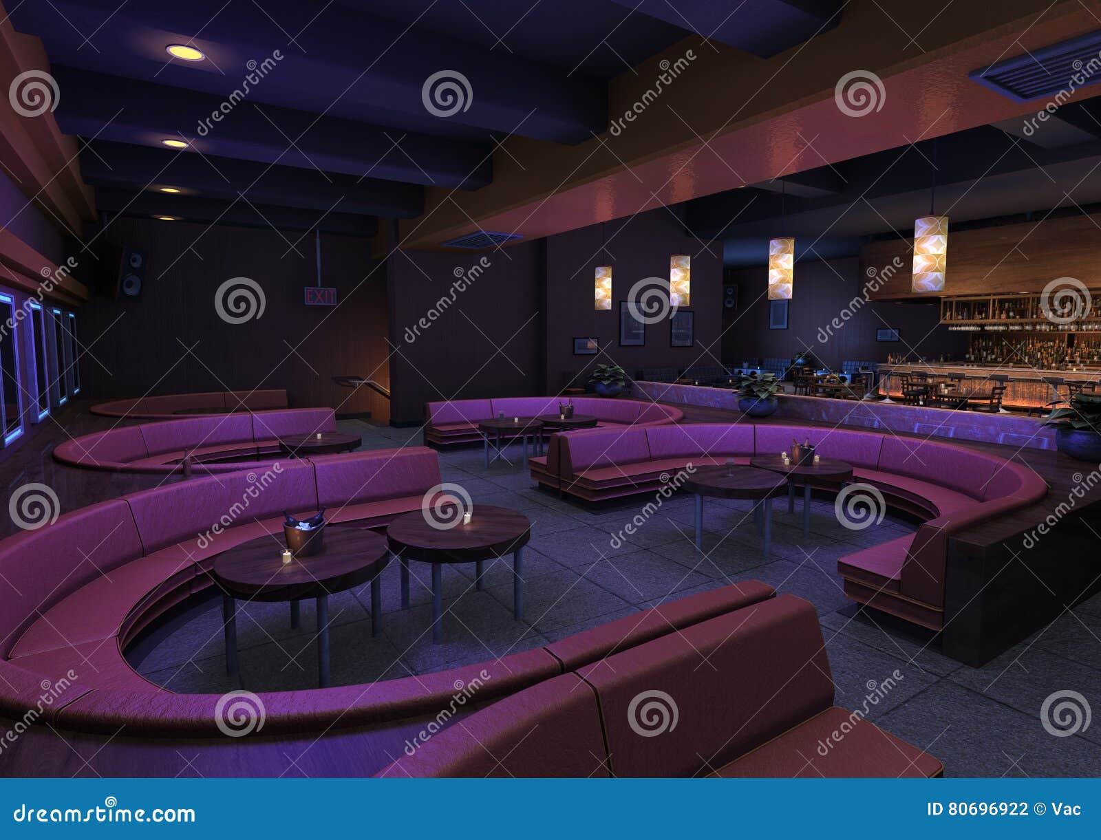 3D Rendering Lounge Bar stock illustration. Illustration of ...