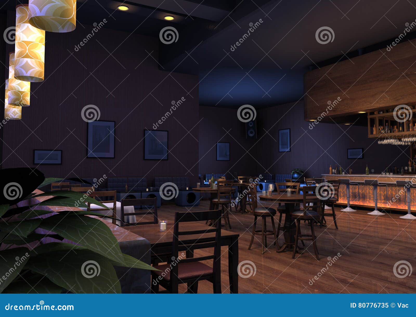 3D Rendering Lounge Bar stock illustration. Illustration of wine - 80776735