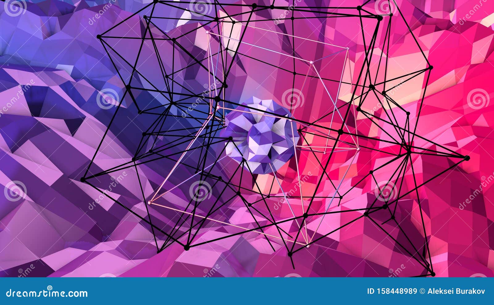 3d Rendering of Low Poly Background with 3d Objects Grid and Modern ...