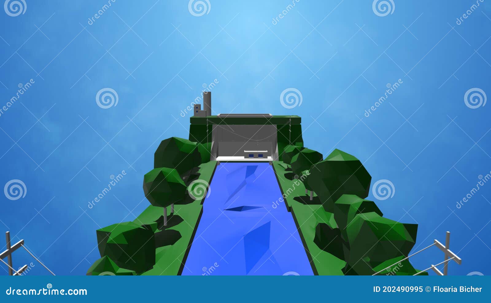 3d Rendering of Low Poly Water Treatment Plant Infrastructure with ...