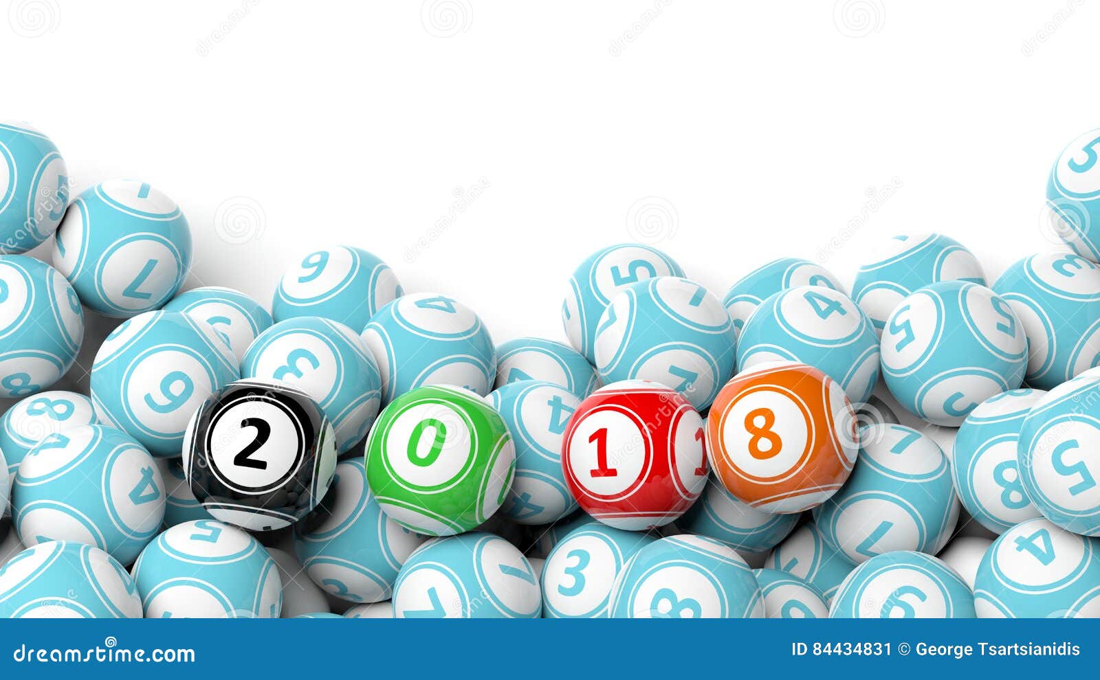 3D Rendering of Lucky Colorful Balls with 2018, Isolated on White Stock ...