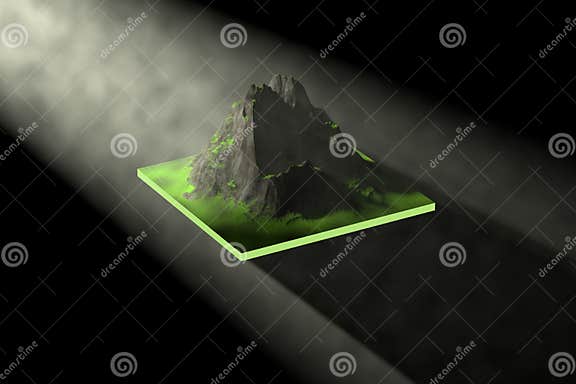 3D Rendering, Lumpy Mountains and Light and Fog Stock Illustration ...