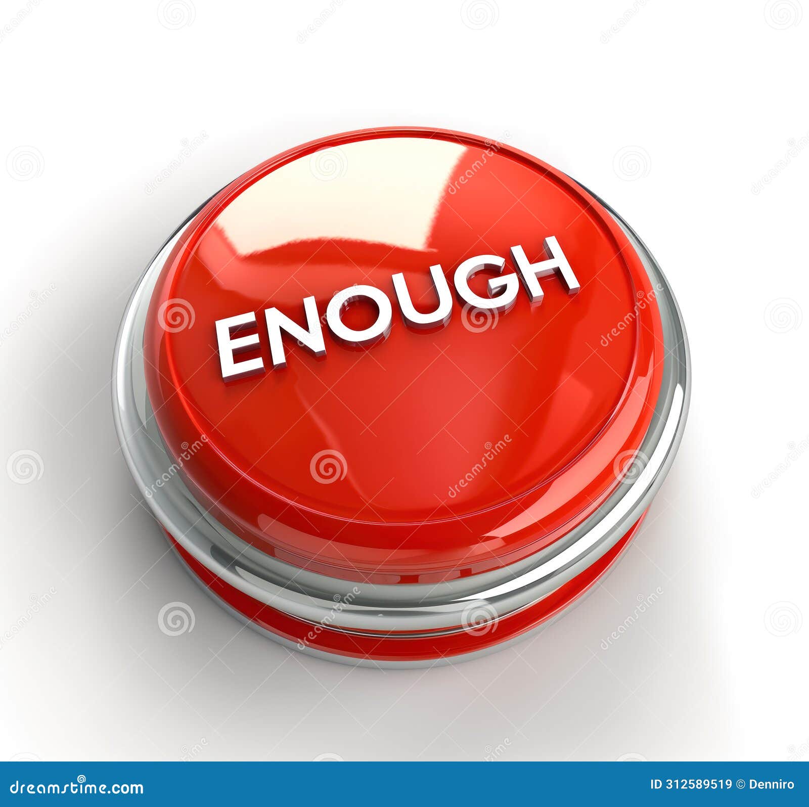 Red ENOGH Button on White Background Stock Illustration - Illustration ...