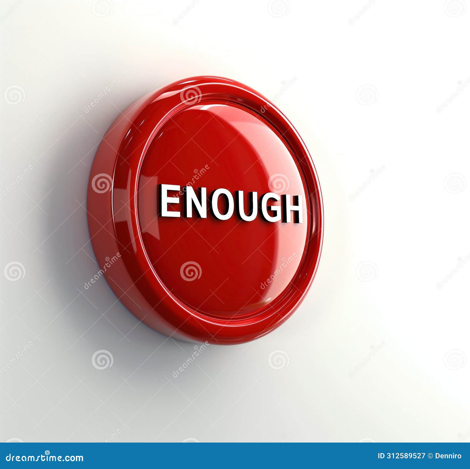 Red ENOGH Button on White Background Stock Illustration - Illustration ...