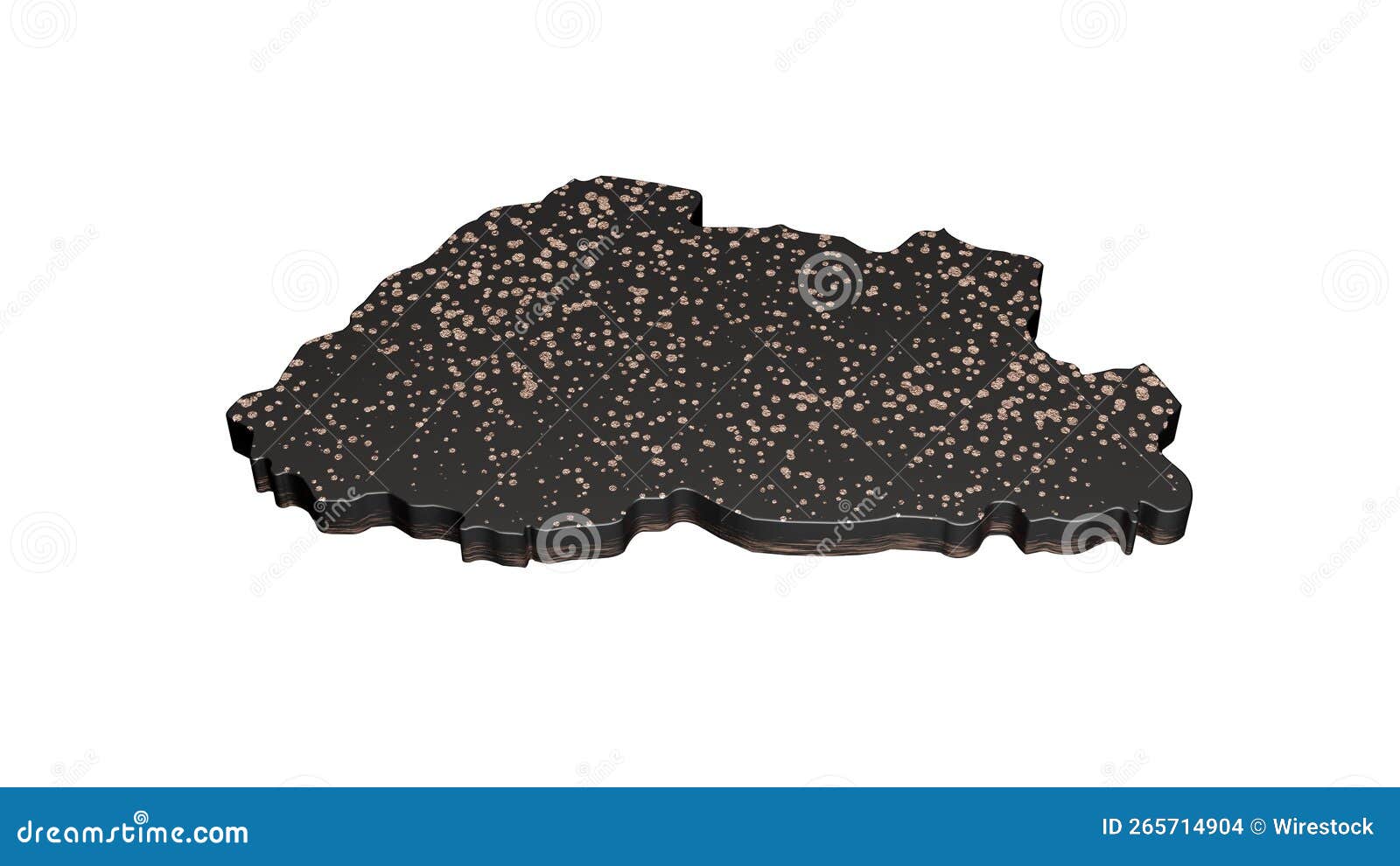 3D Rendering of a Luxurious Black Bhutan Map Isolated on a White ...