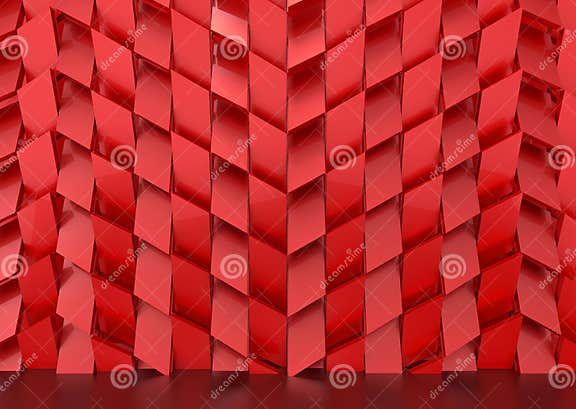 3d Rendering. Luxurious Red Trapezoid Shape Tile Pattern Wall ...