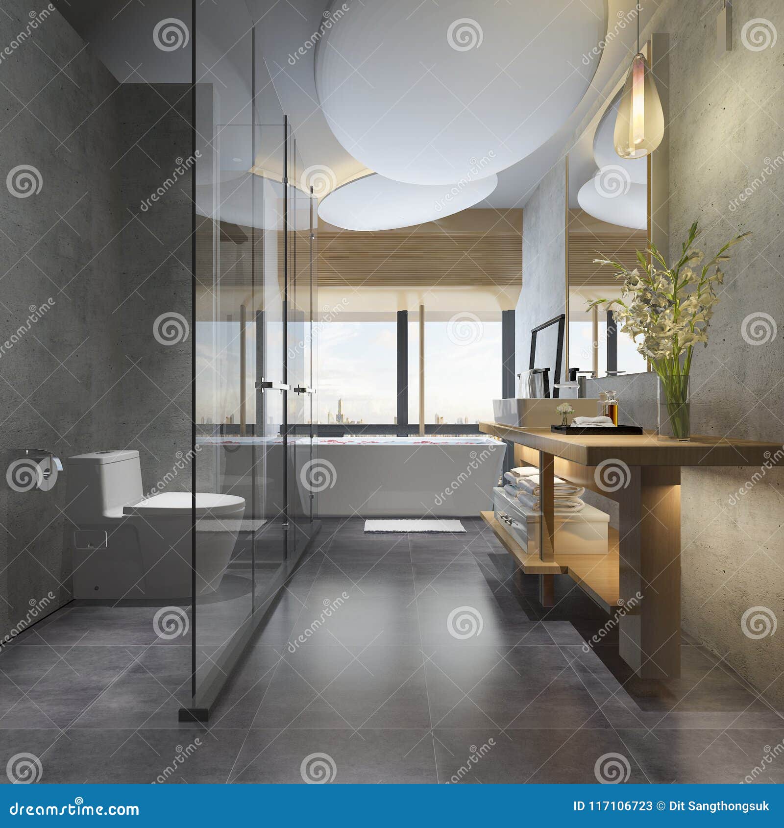 3d Rendering Luxury Modern Design Bathroom and Toilet Stock ...