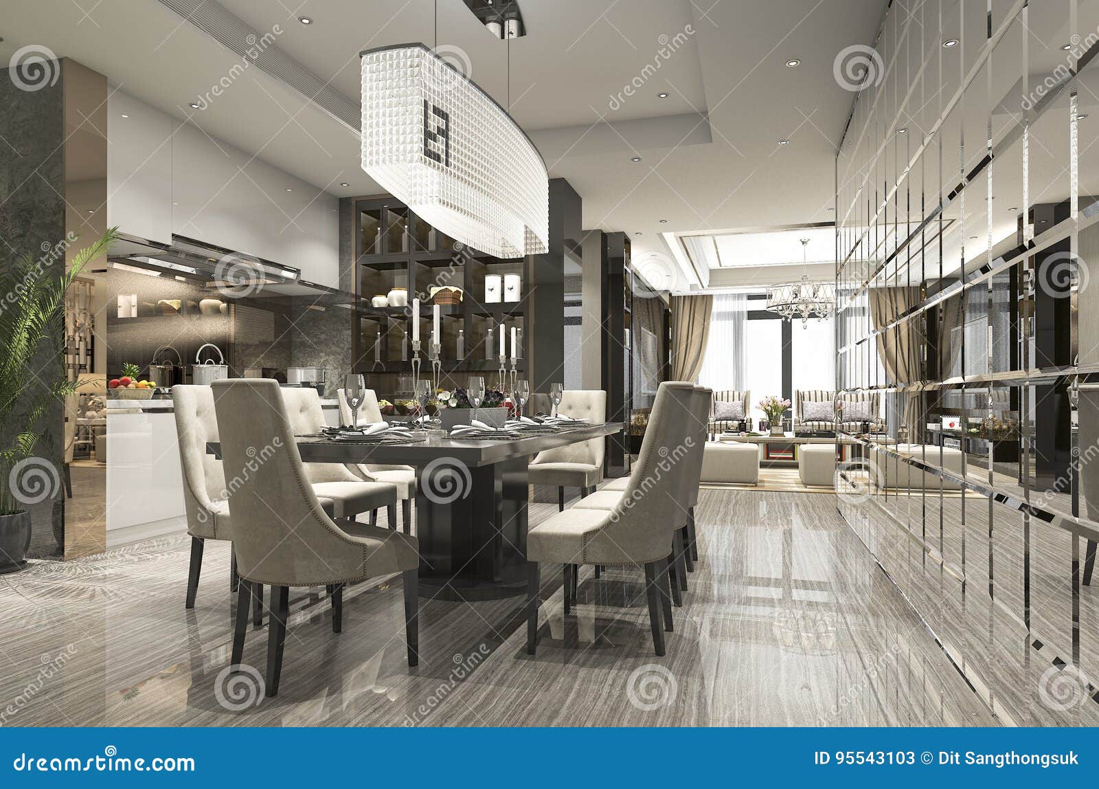 3d Rendering Luxury and Modern Restaurant and Dining Zone Stock ...