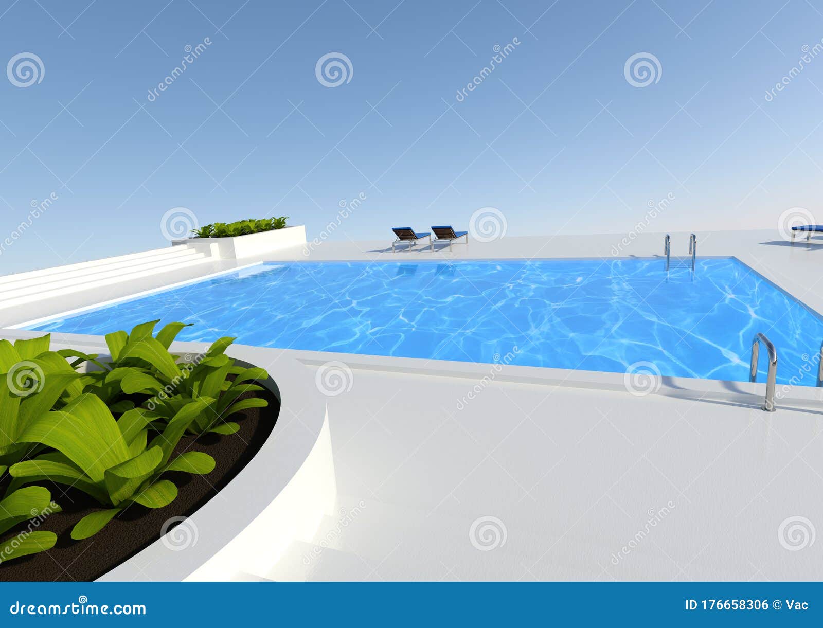 3D Rendering Pool Outside stock illustration. Illustration of exterior ...