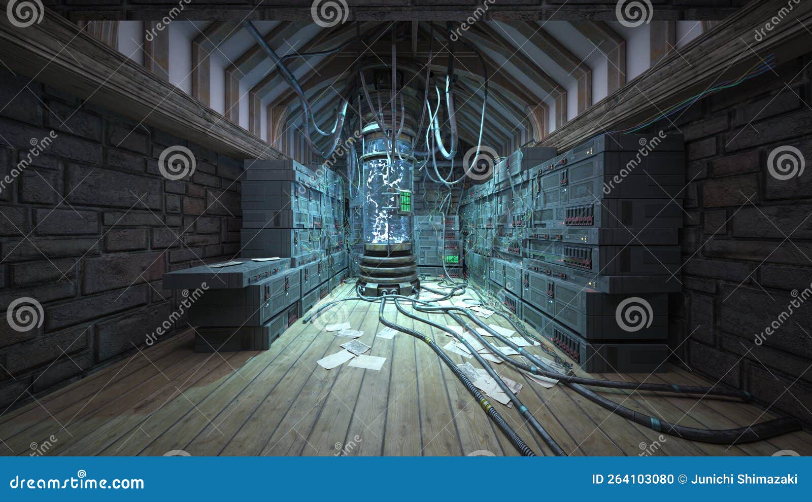 3D Rendering of the Machine Room Stock Illustration - Illustration of ...