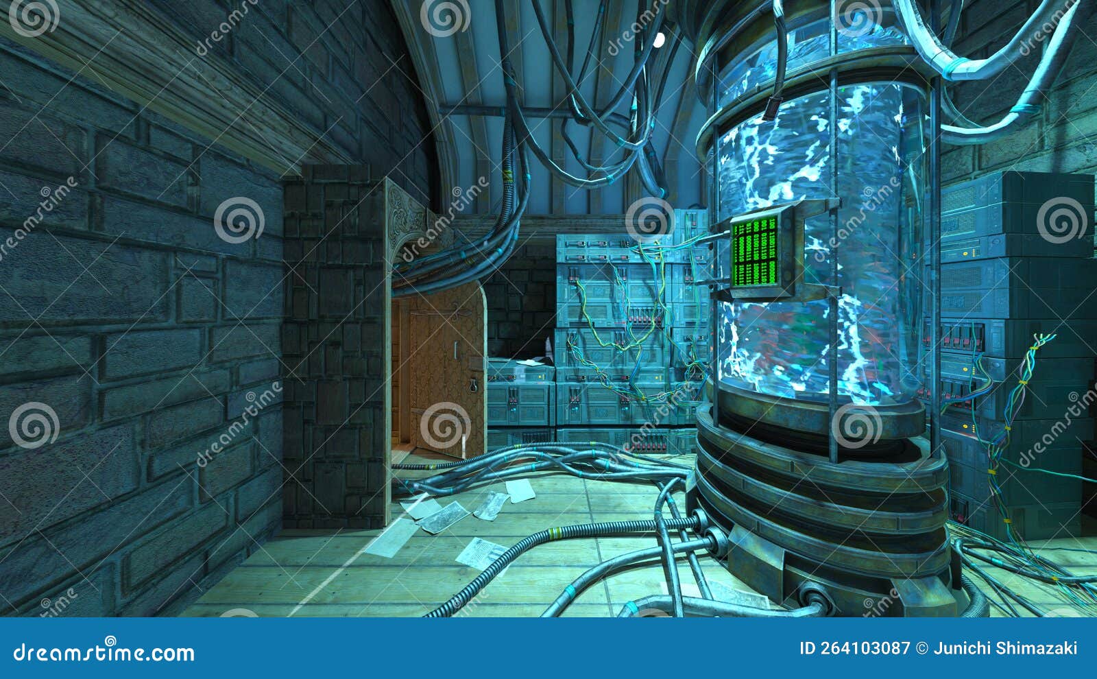 3D Rendering of the Machine Room Stock Illustration - Illustration of ...