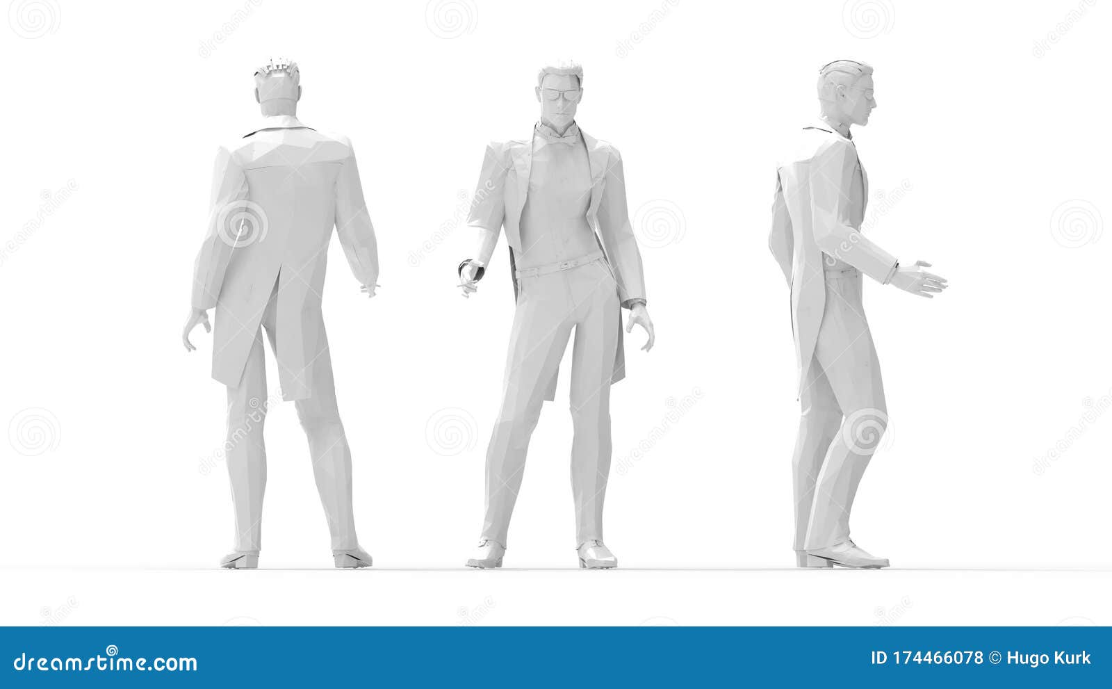 3D Rendering Macho Man Posing Trendy Style Model Isolated on White ...