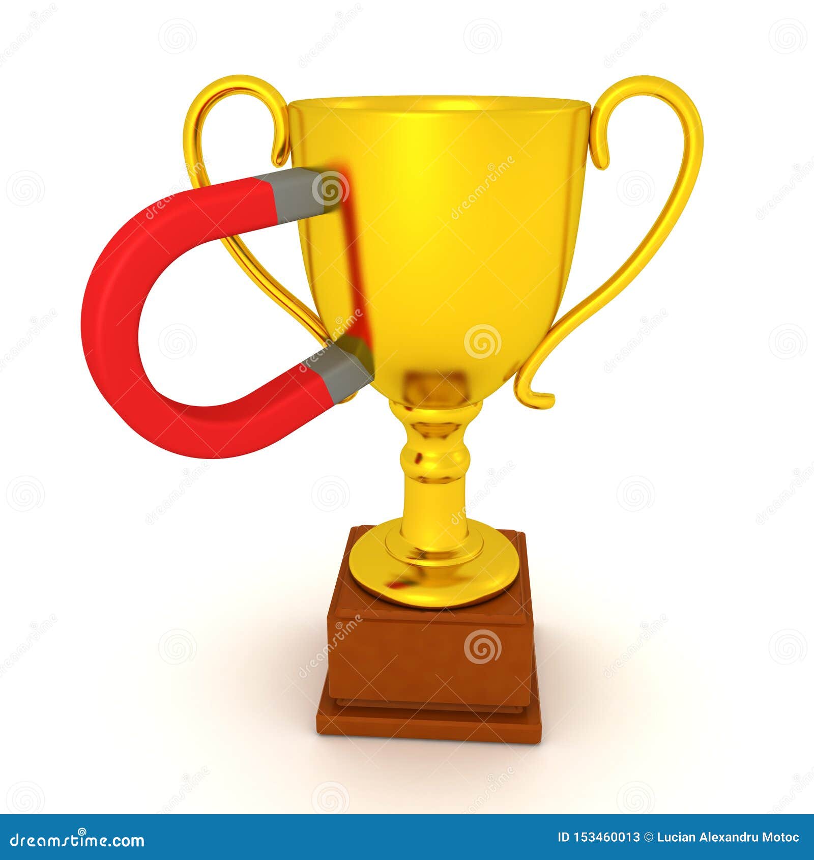 3D Rendering of Magnet Stuck To Gold Trophy Stock Illustration ...