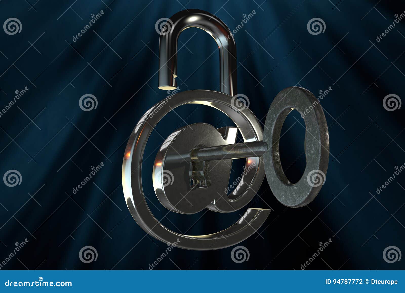 3D Rendering from a Mail Symbol with a Key Stock Illustration ...