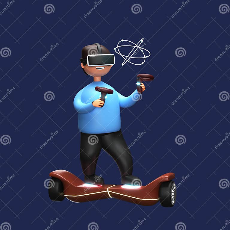 3D Rendering of a Male Character Wearing VR Goggle with Controller on ...