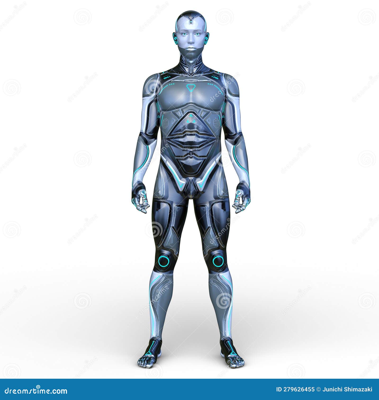 3D Rendering of a Male Cyborg Stock Illustration - Illustration of ...