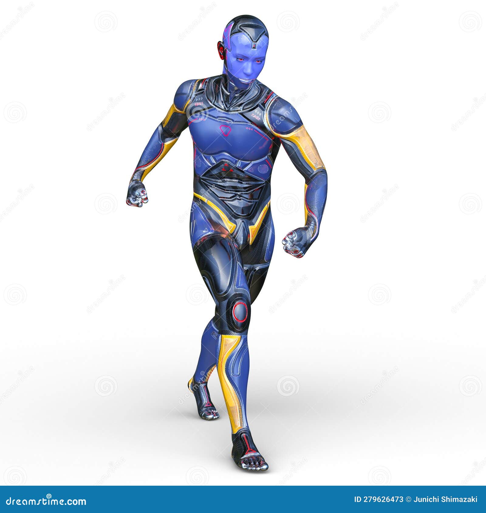3D Rendering of a Male Cyborg Stock Illustration - Illustration of pose ...