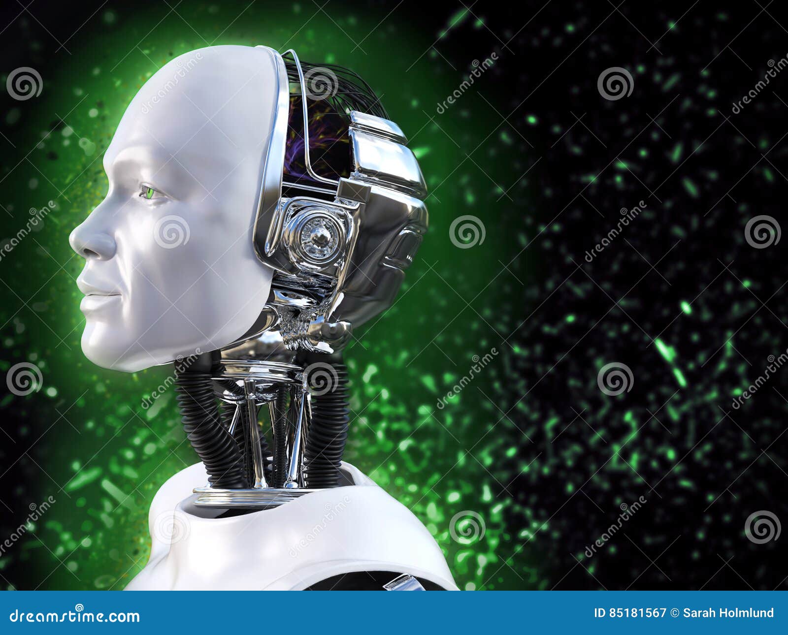 3D Rendering of Male Robot with Bokeh Light Effect. Stock Illustration ...