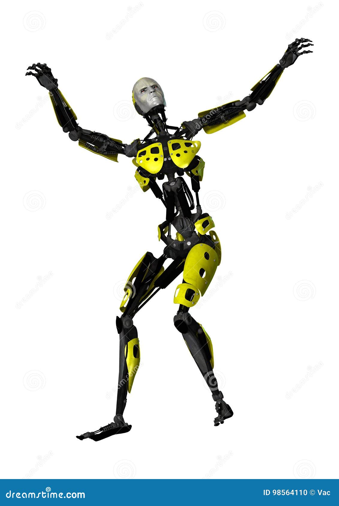 3D Rendering Male Robot Dancing on White Stock Illustration ...