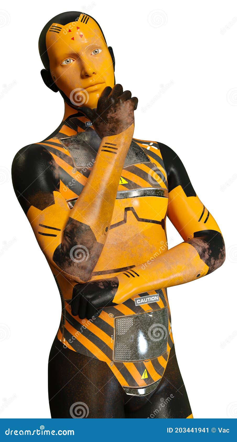 3D Rendering Male Robot on White Stock Illustration - Illustration of ...