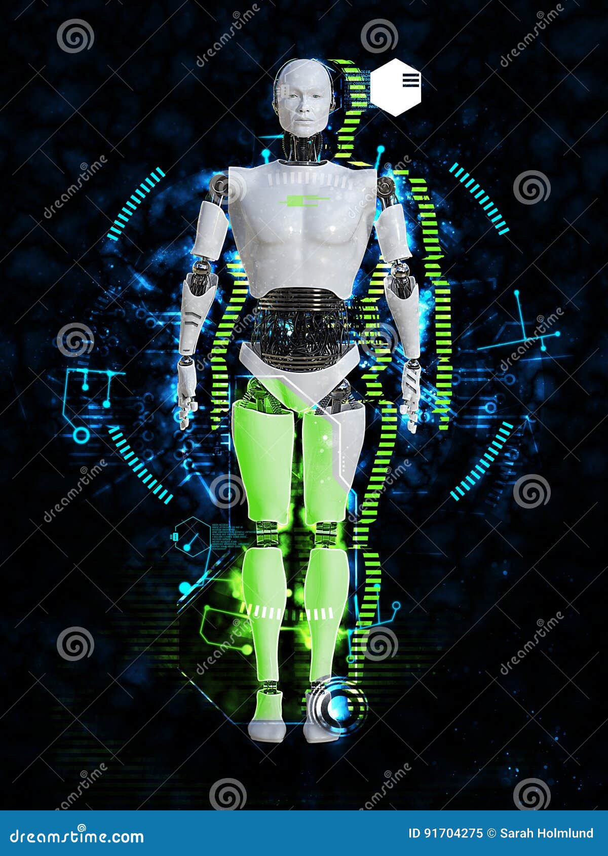 3D Rendering of Male Robot Technology Concept. Stock Illustration ...