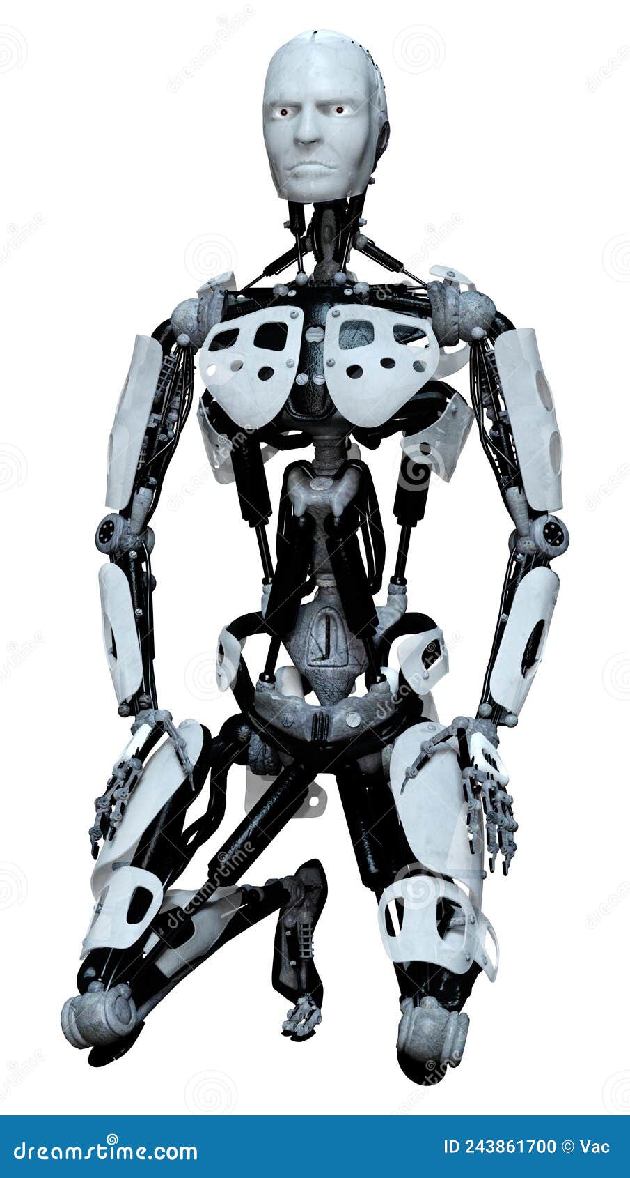 3D Rendering Male Robot on White Stock Illustration - Illustration of ...