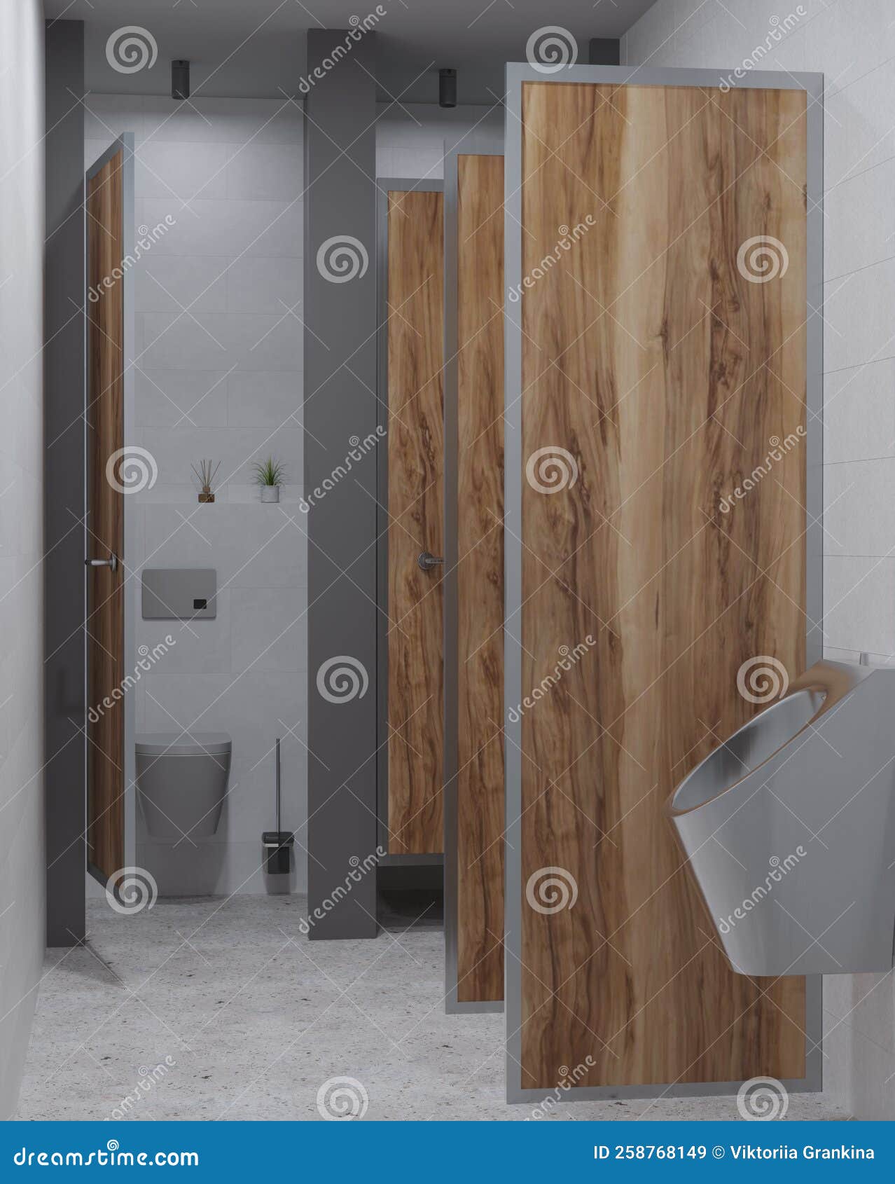 3d Rendering of Male Toilet with Urinal Interior Design Stock ...
