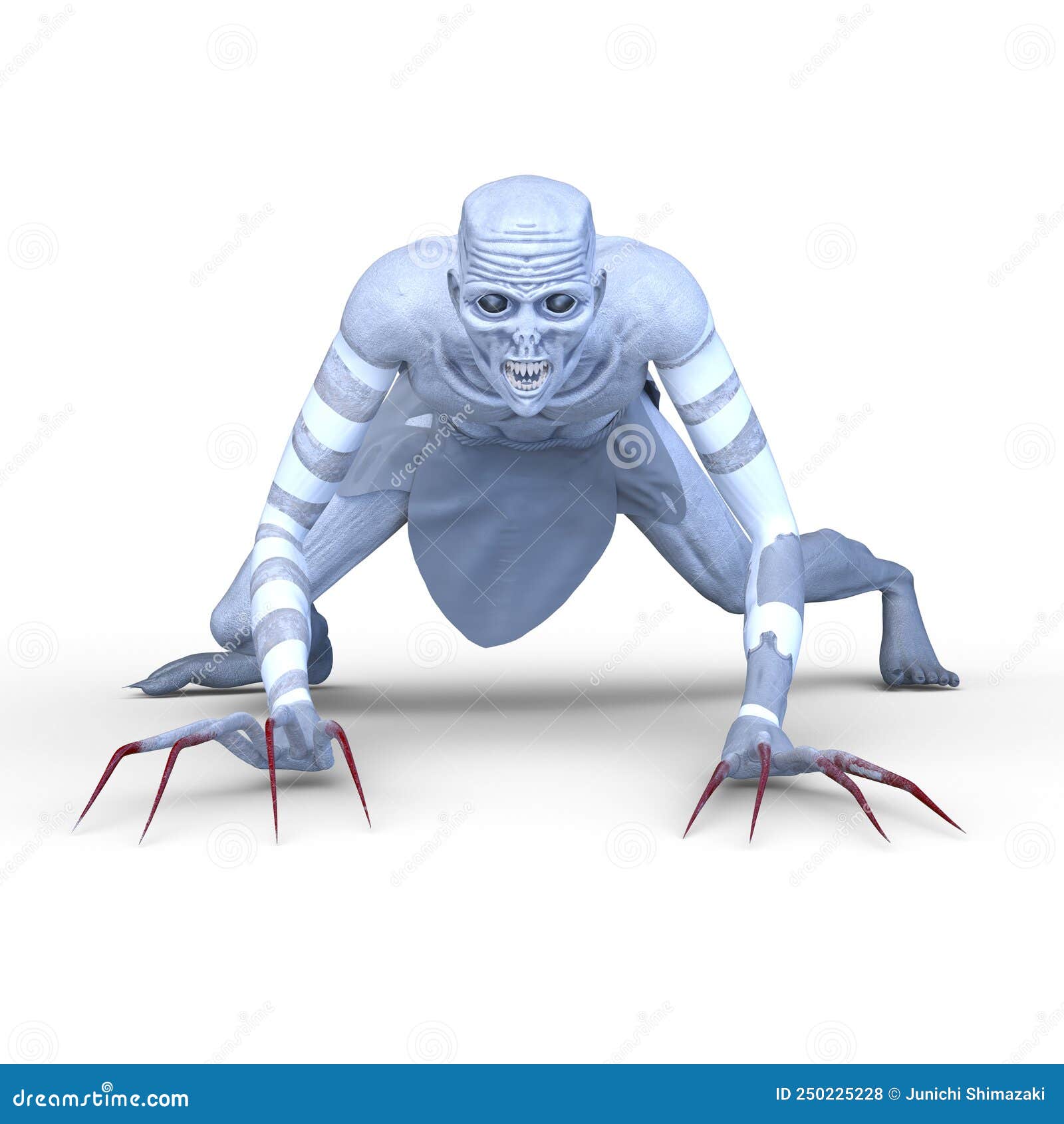 3D Rendering of a Male Zombie with Long Claws Stock Illustration ...