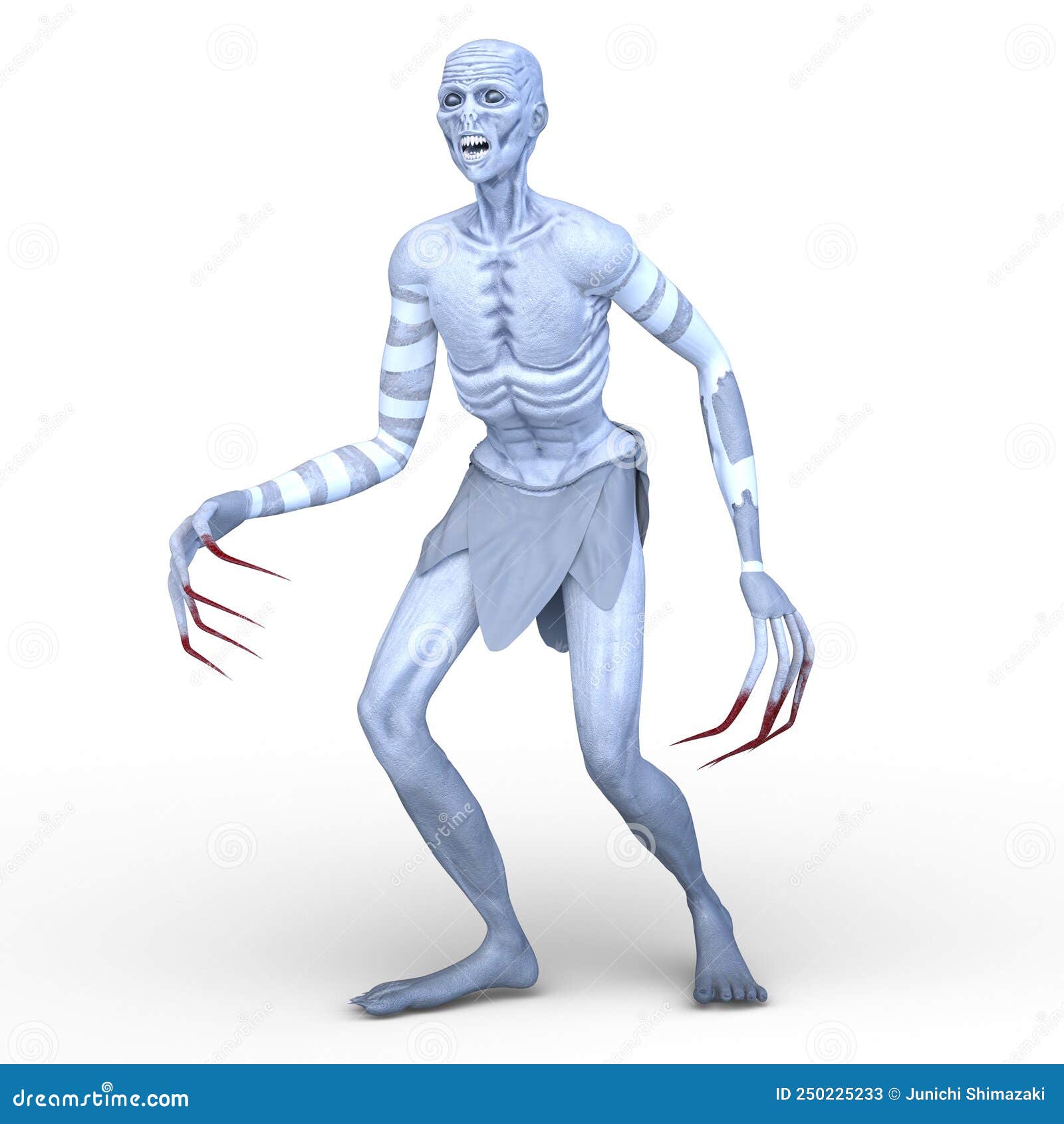 3D Rendering of a Male Zombie with Long Claws Stock Illustration ...