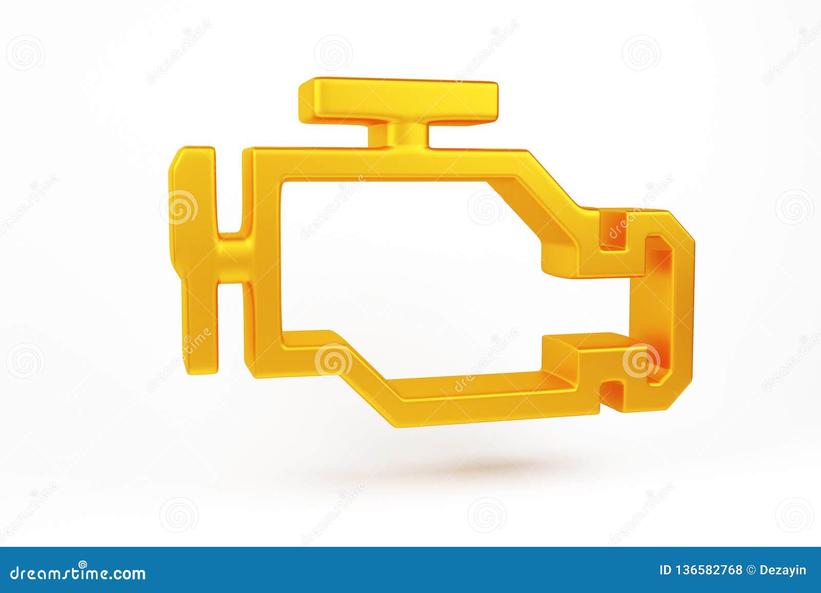 3D Rendering. Malfunction Or Check Engine Car Light Symbol, Dash Board ...
