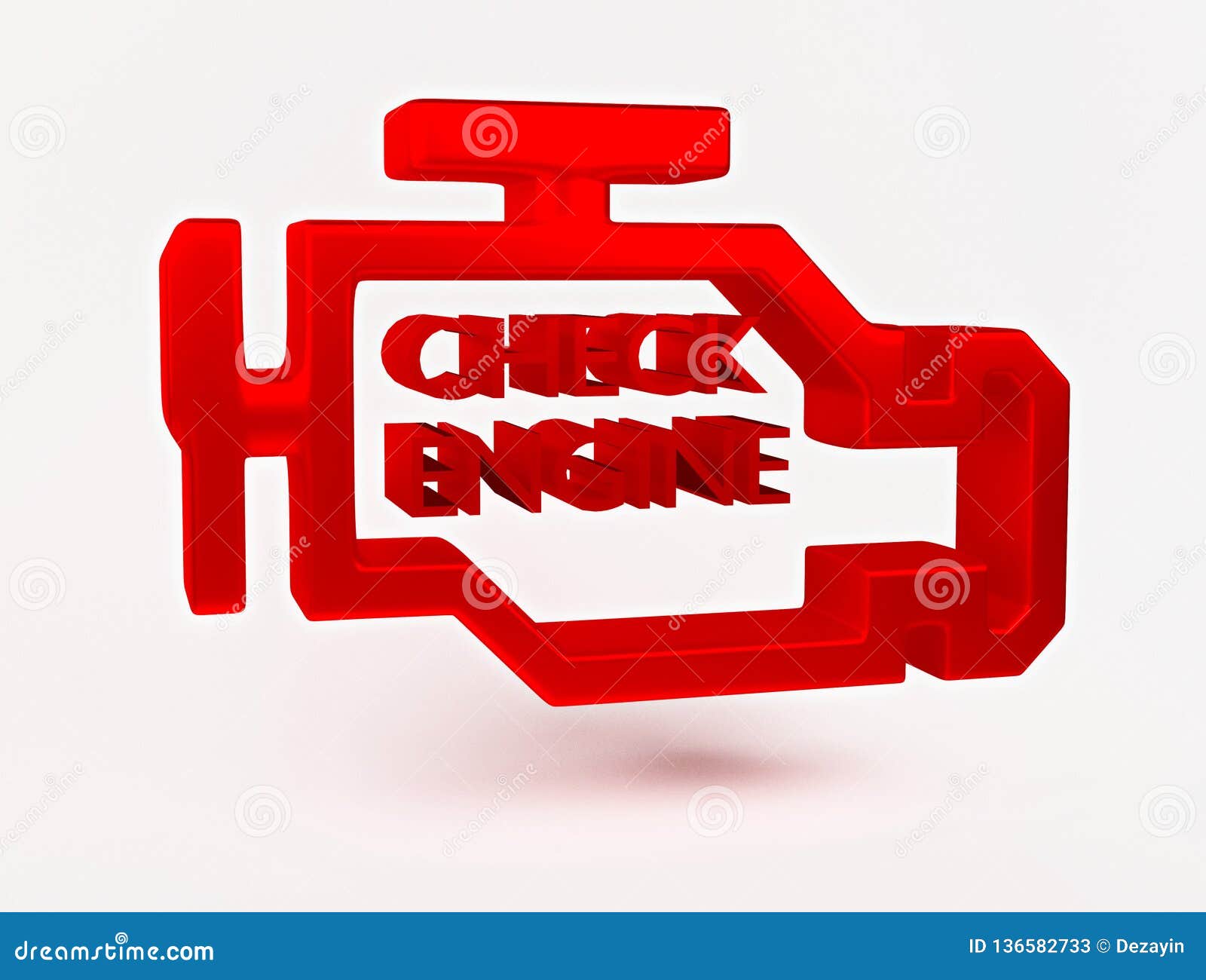 3D Rendering. Malfunction or Check Engine Car Light Symbol, Dash Board ...