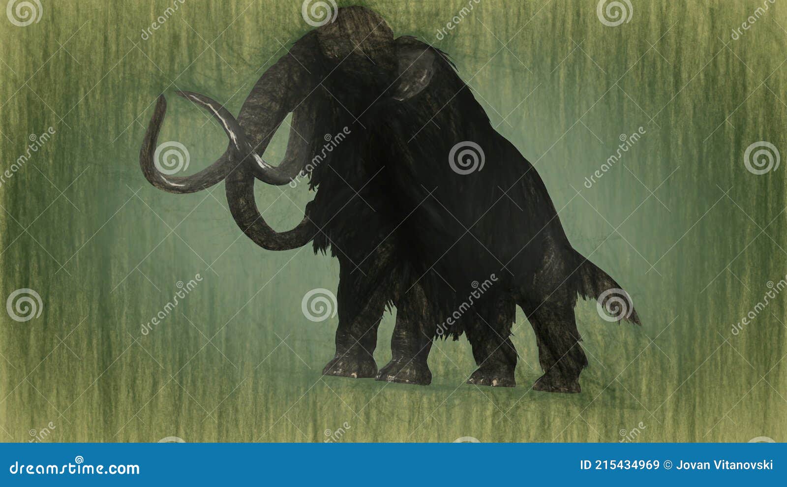 Mammoth Attack Side on Green Screen Stock Illustration - Illustration ...