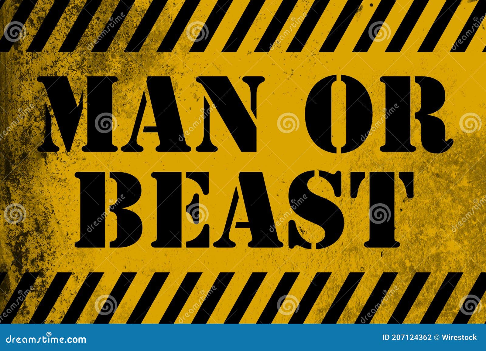 3D Rendering of a Man or Beast Sign Yellow with Stripes Stock ...