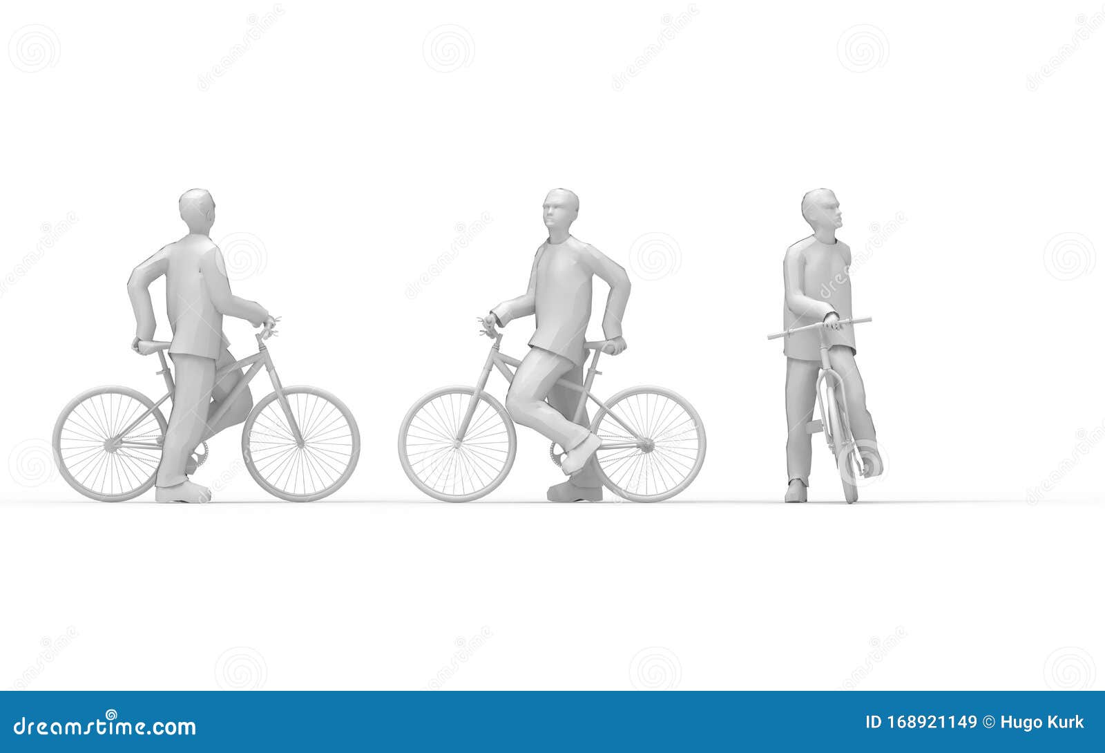 3d Rendering of a Man on a Bicycle Isolated in White Studio Background ...