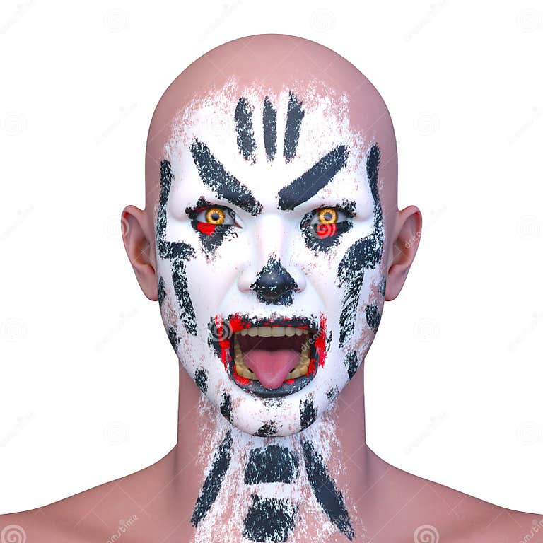 3D Rendering of a Man with Face Painting Stock Illustration ...