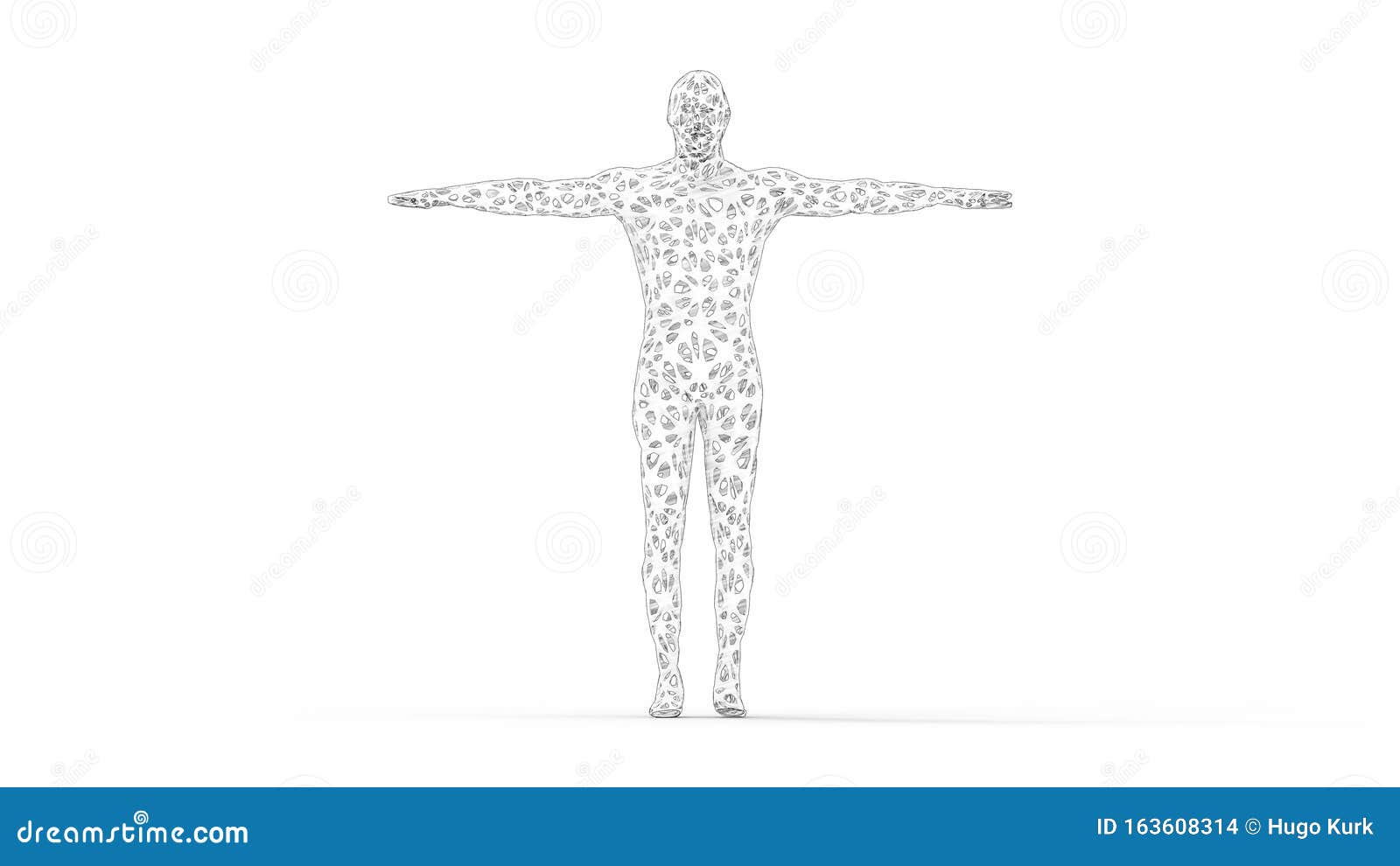 3d Rendering of a Man Human Body Build from a Mesh Texture Isolated in ...
