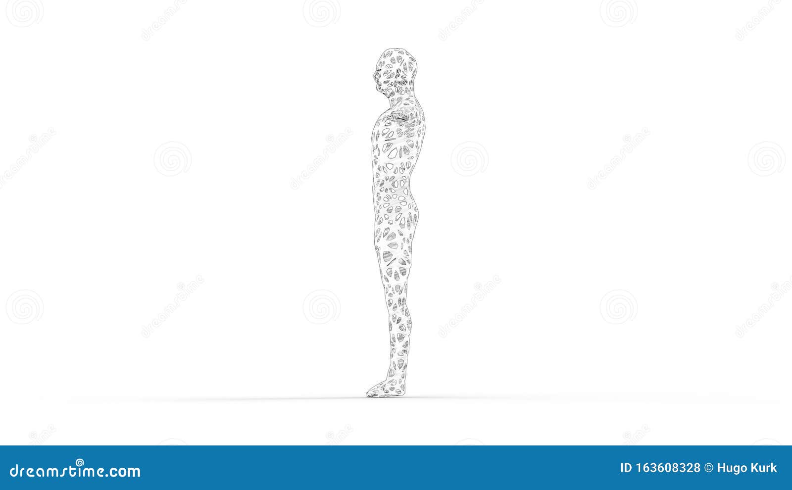 3d Rendering of a Man Human Body Build from a Mesh Texture Isolated in ...