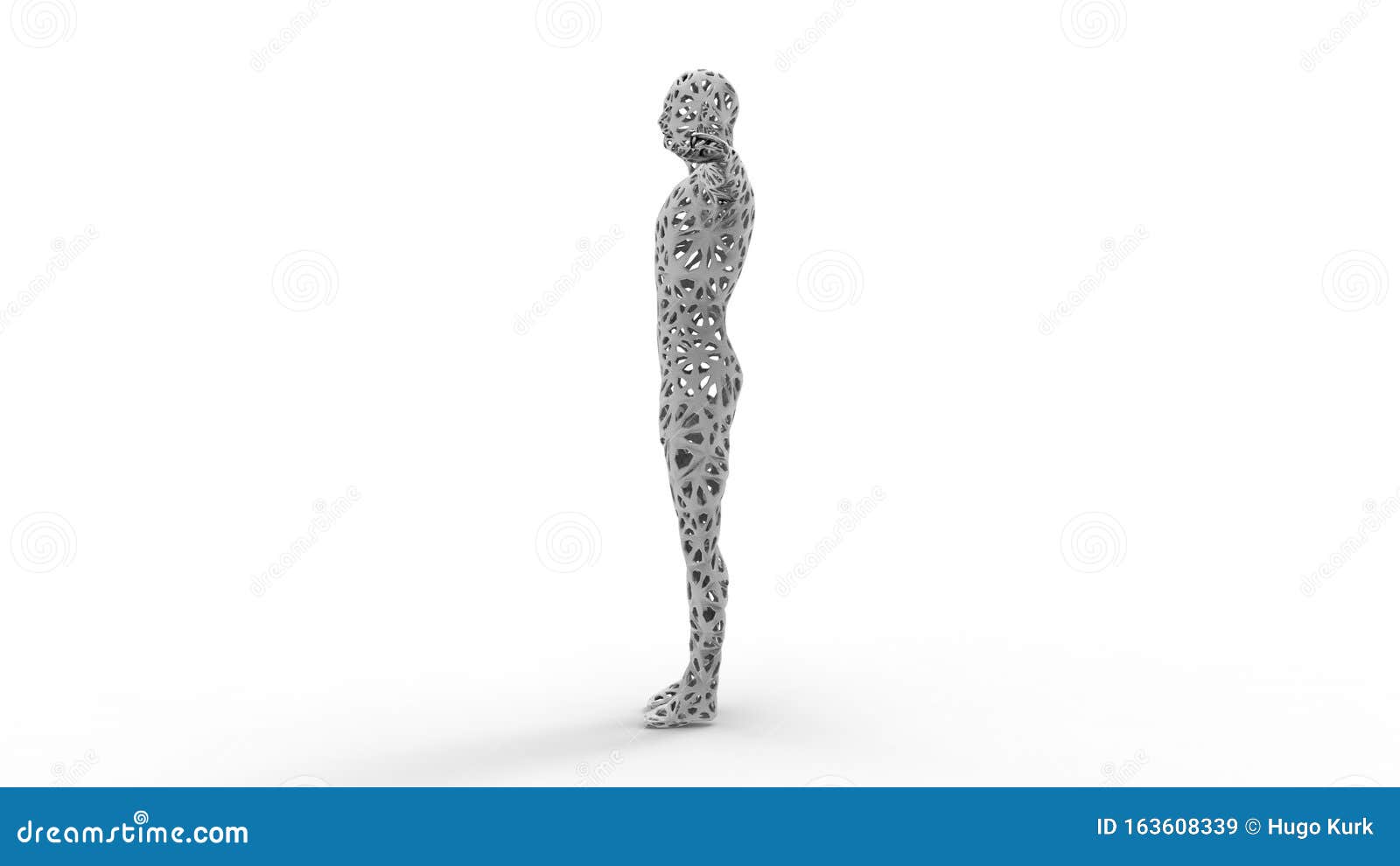 3d Rendering of a Man Human Body Build from a Mesh Texture Isolated in ...