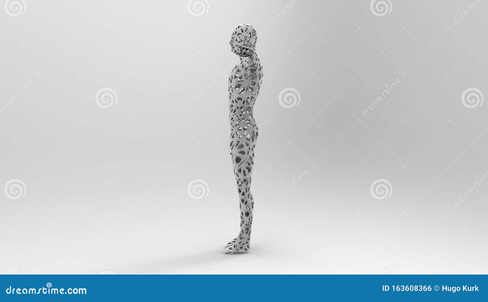 3d Rendering of a Man Human Body Build from a Mesh Texture Isolated in ...