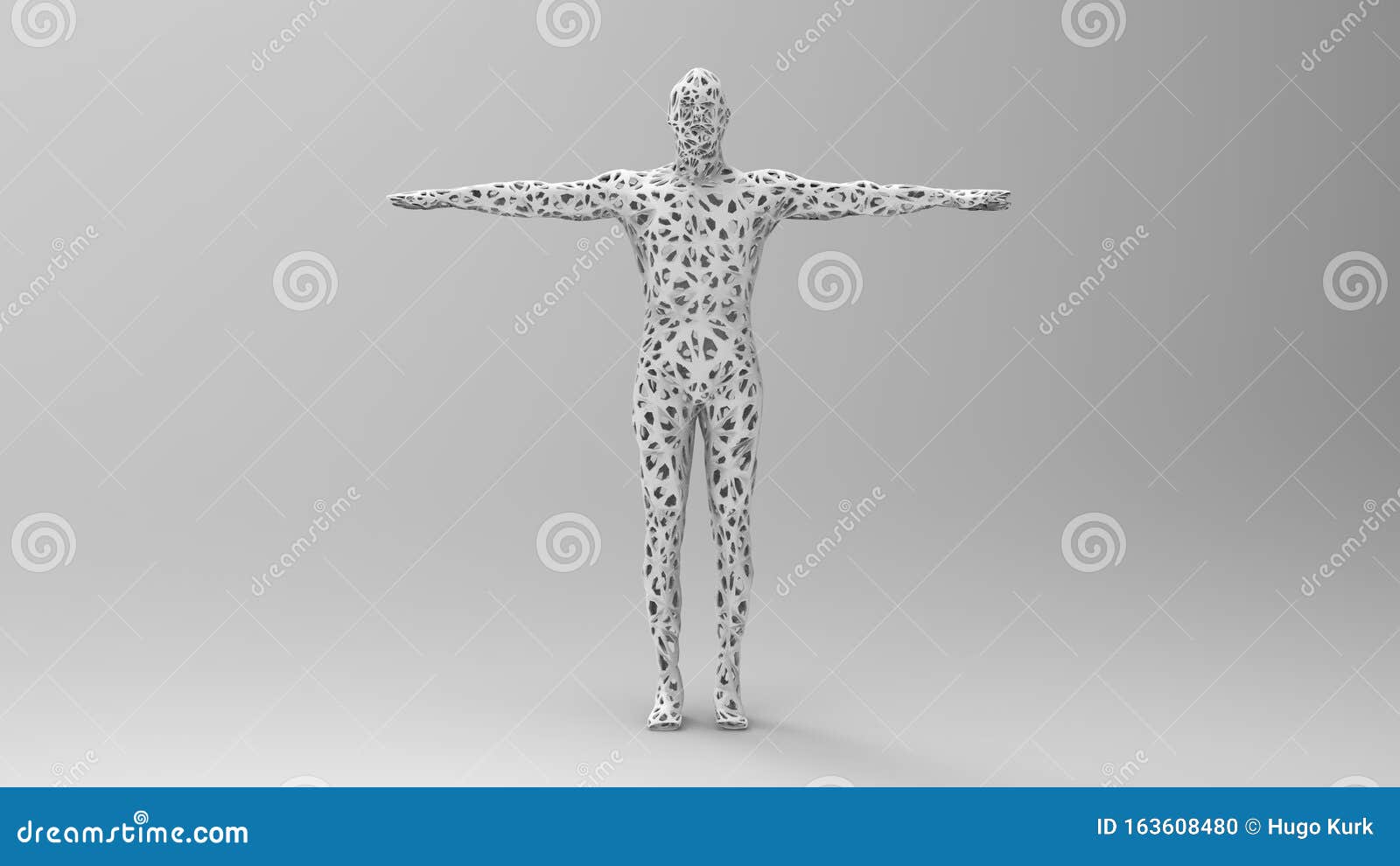 3d Rendering of a Man Human Body Build from a Mesh Texture Isolated in ...