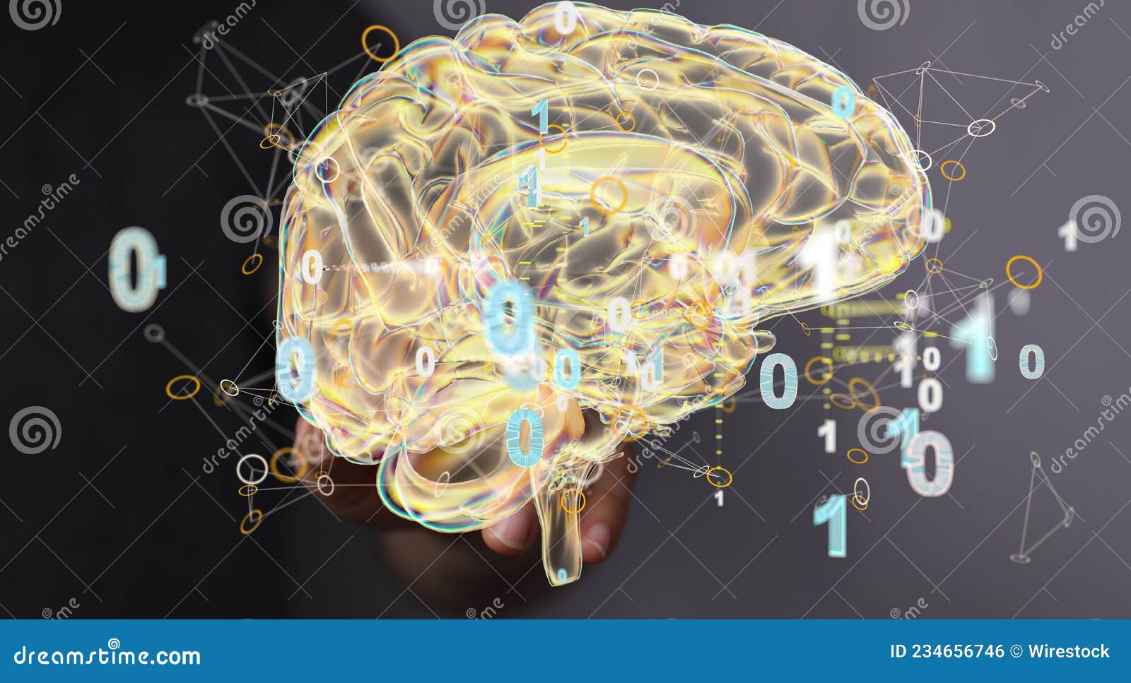 3D Rendering of a Man Pointing at a Human Brain - Artificial ...