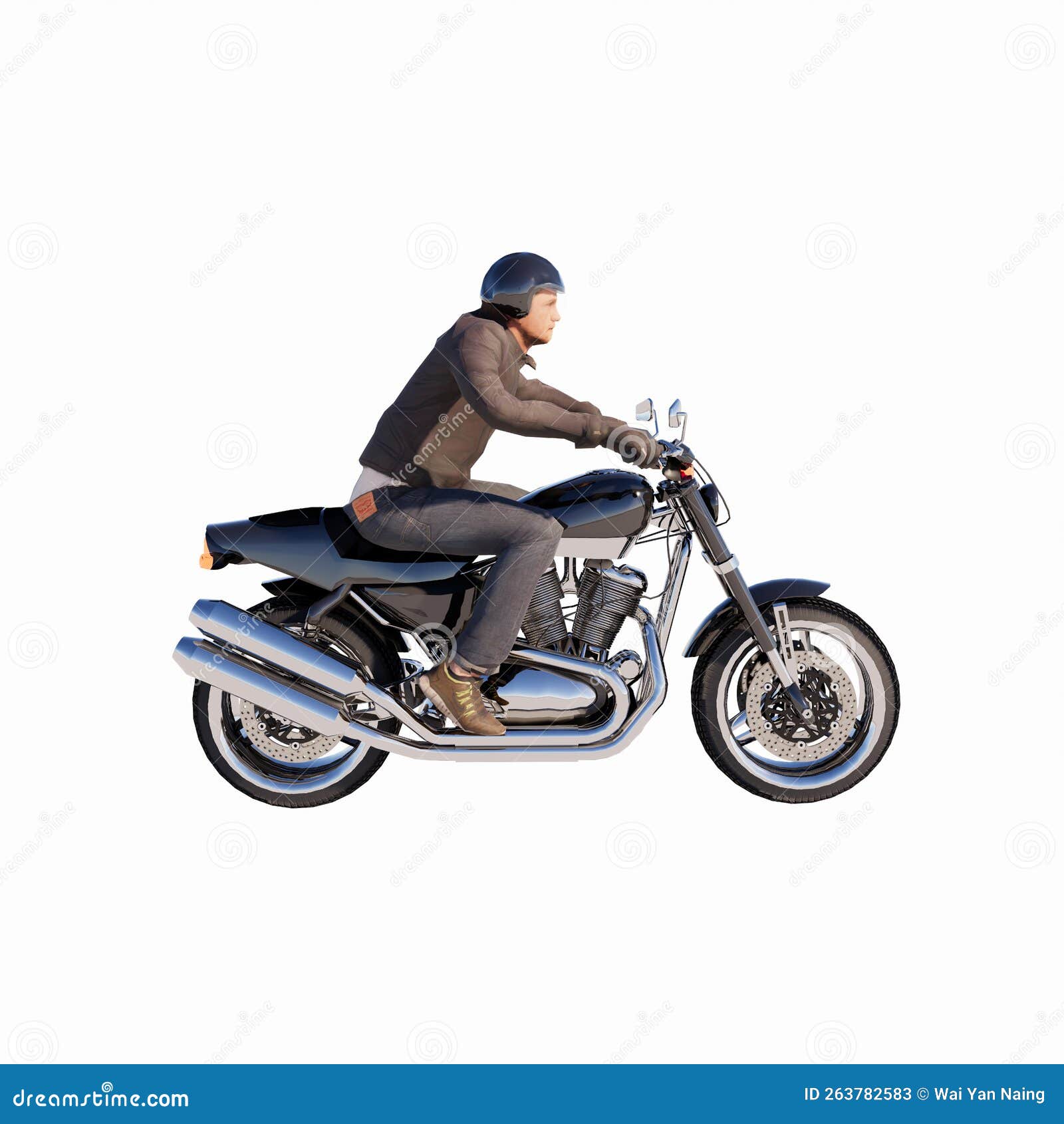 3D RENDERING of a MAN RIDING MOTORCYCLE Stock Illustration ...