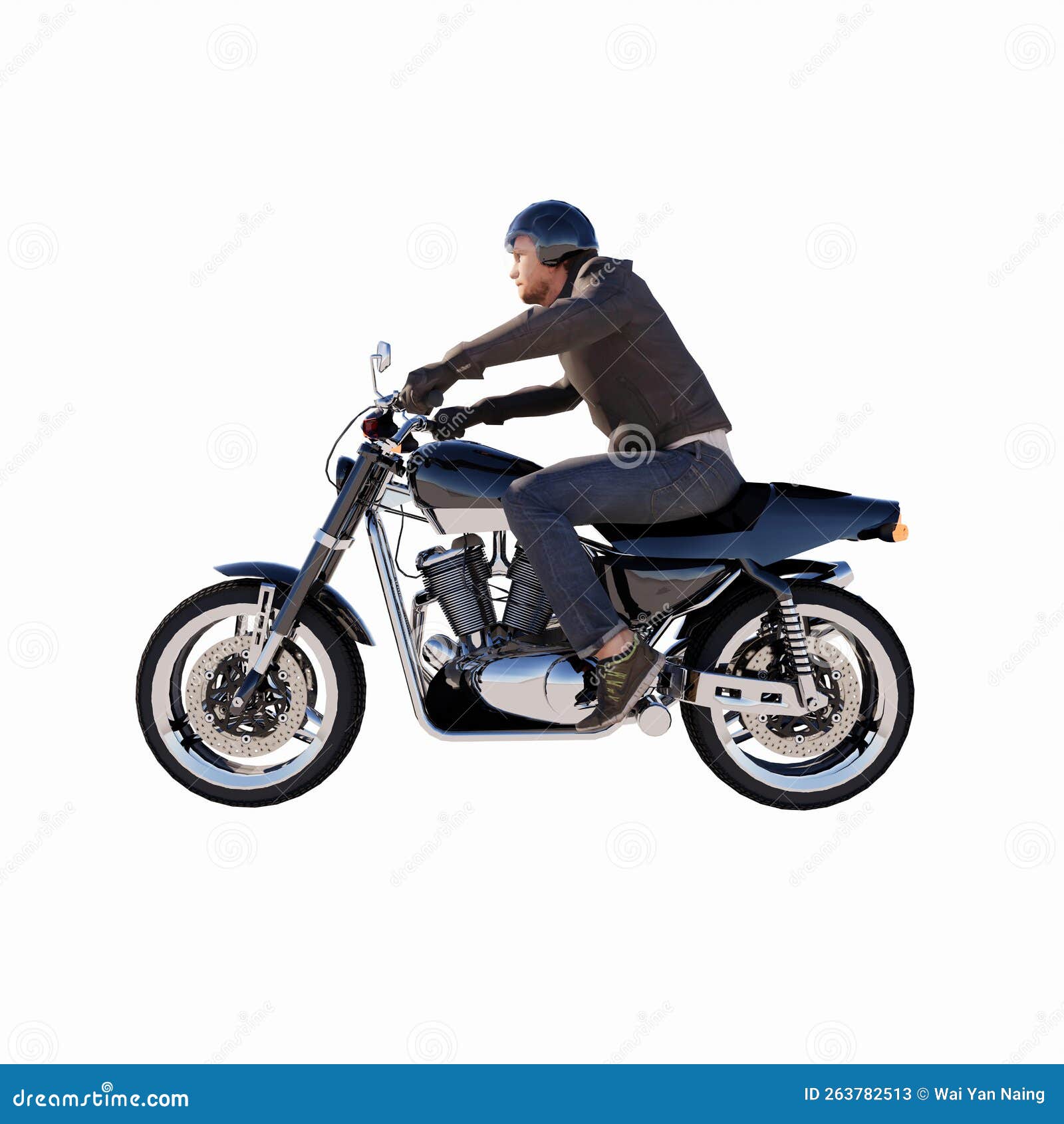 3D RENDERING of a MAN RIDING MOTORCYCLE Stock Illustration ...
