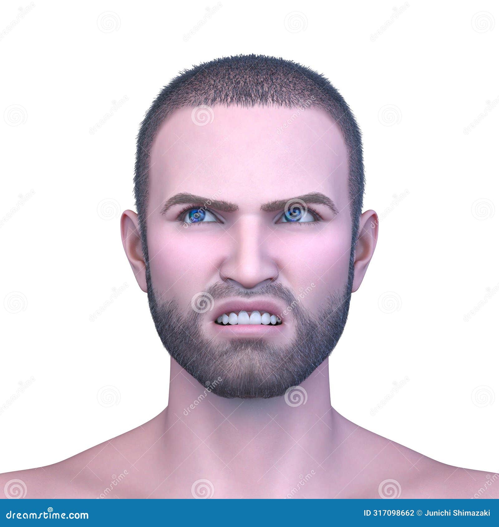 3D Rendering of a Man S Face Close-up Stock Illustration - Illustration ...