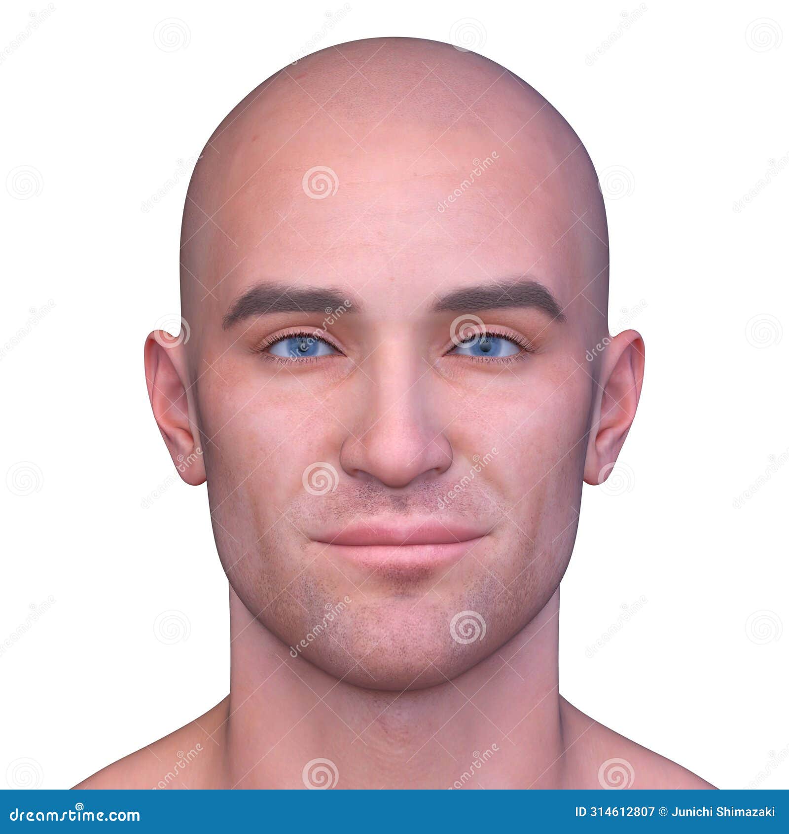 3D Rendering of a Man S Face Close-up Stock Illustration - Illustration ...