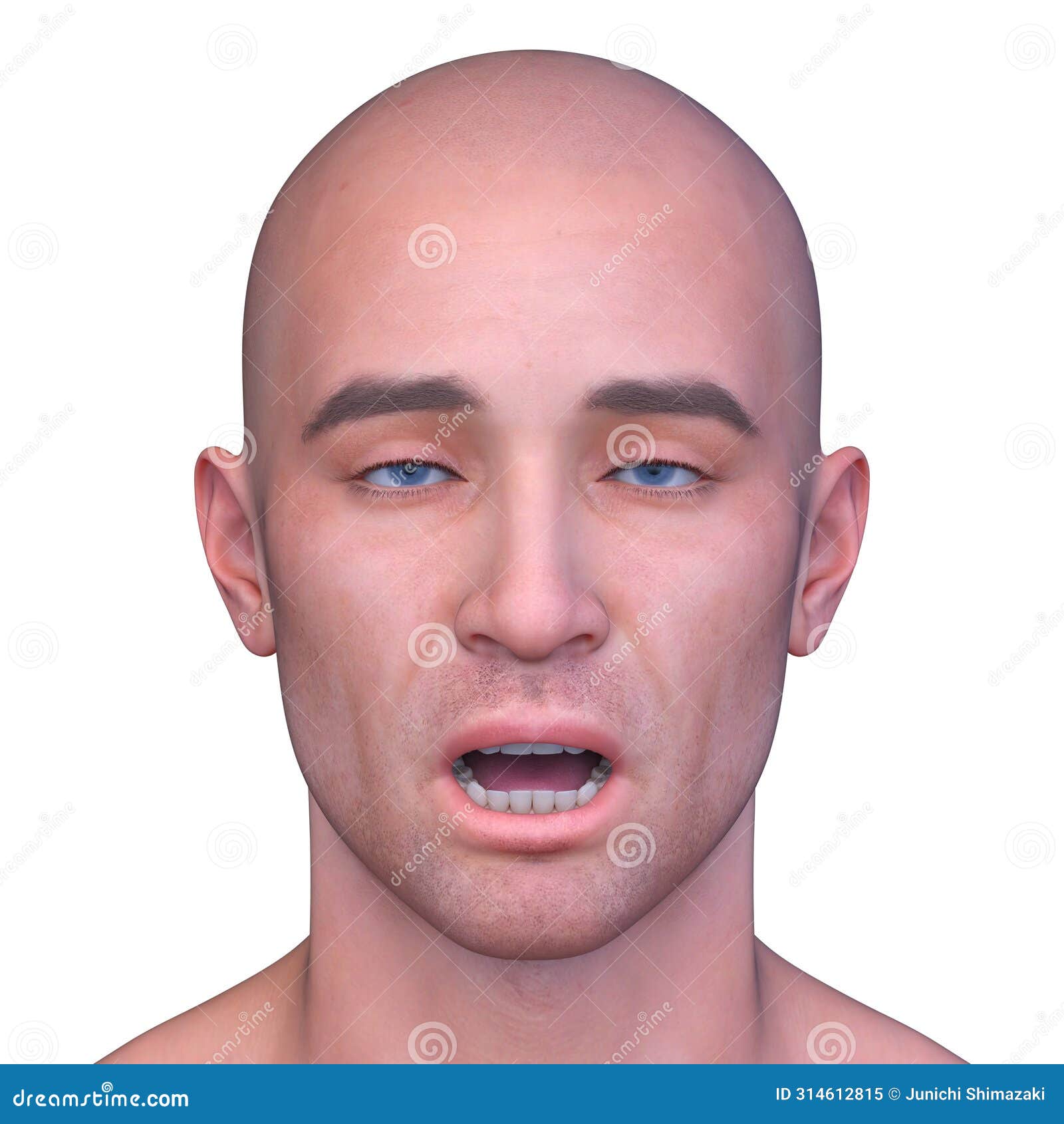 3D Rendering of a Man S Face Close-up Stock Illustration - Illustration ...