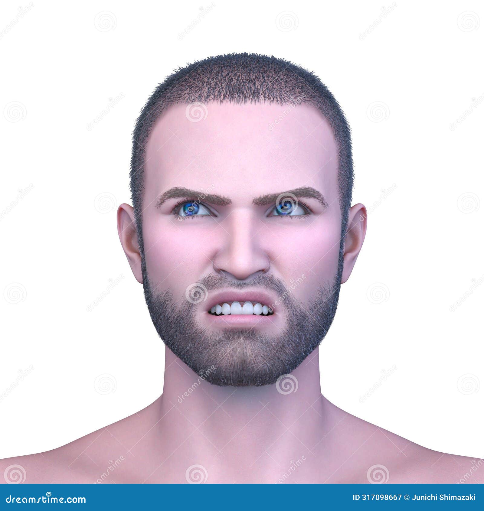 3D Rendering of a Man S Face Close-up Stock Illustration - Illustration ...