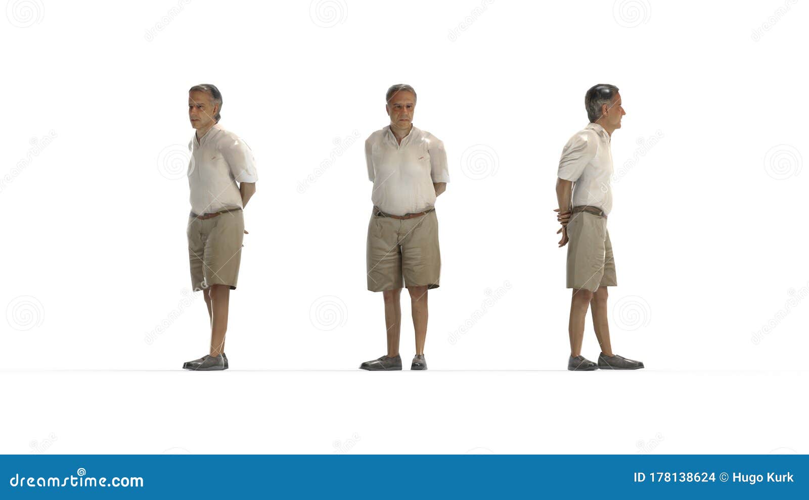 3D Rendering of a Man Standing Looking with His Hand Behind His Back ...