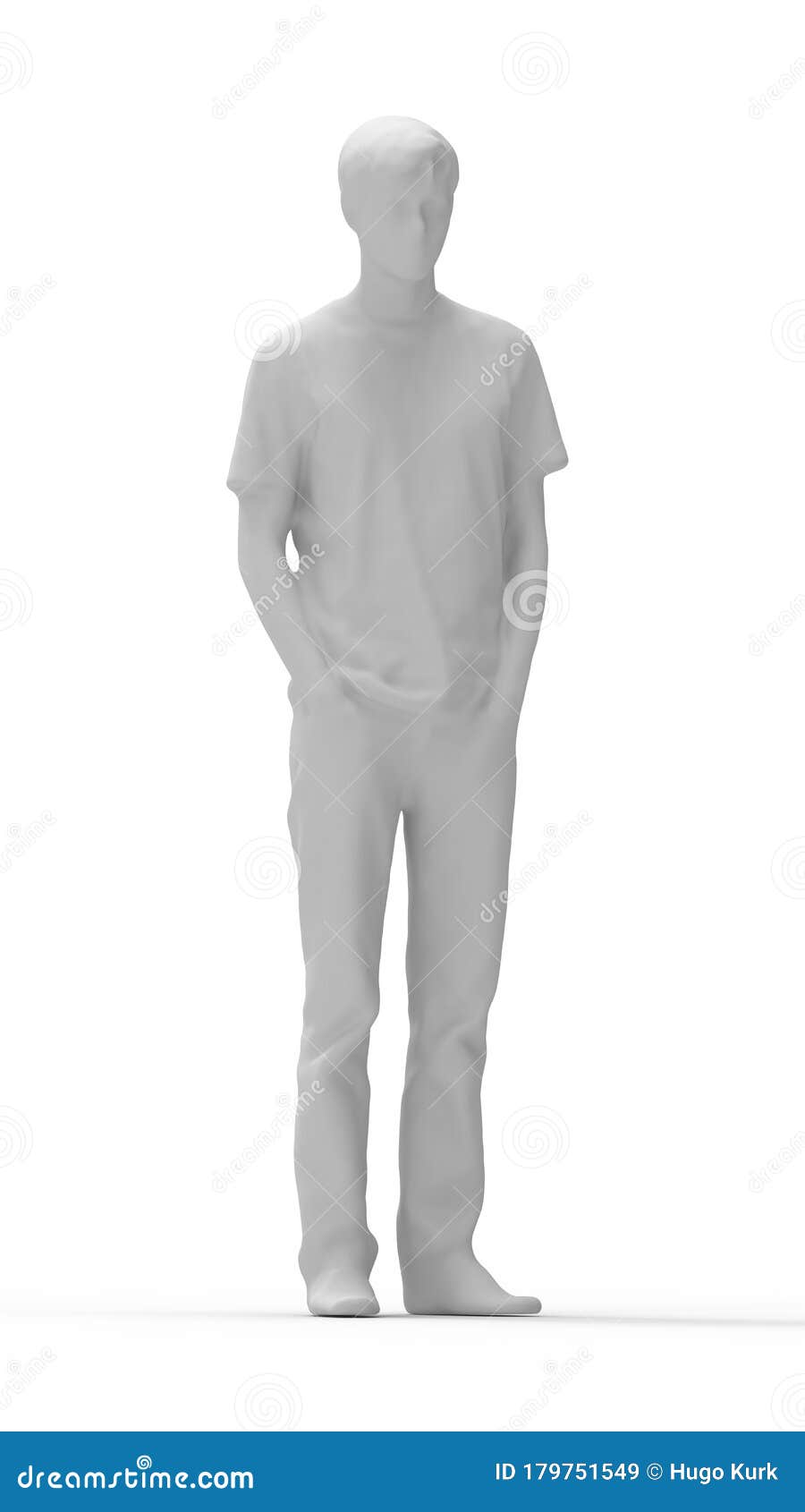 3D Rendering of a Man Standing Multiple Views Side Front Back Casual ...